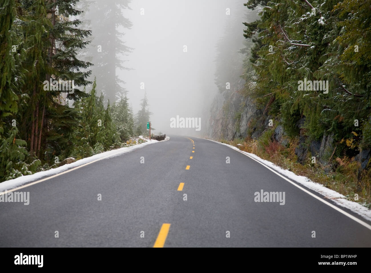 Washington, United States Of America; Traces Of Snow Along The Side Of ...