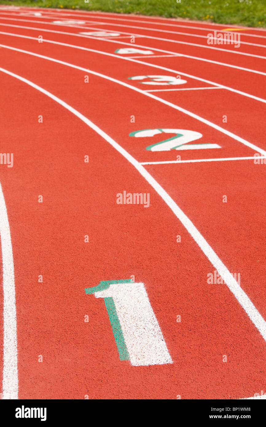 Numbers In A Row To Mark The Lanes On A Running Track Stock Photo - Alamy
