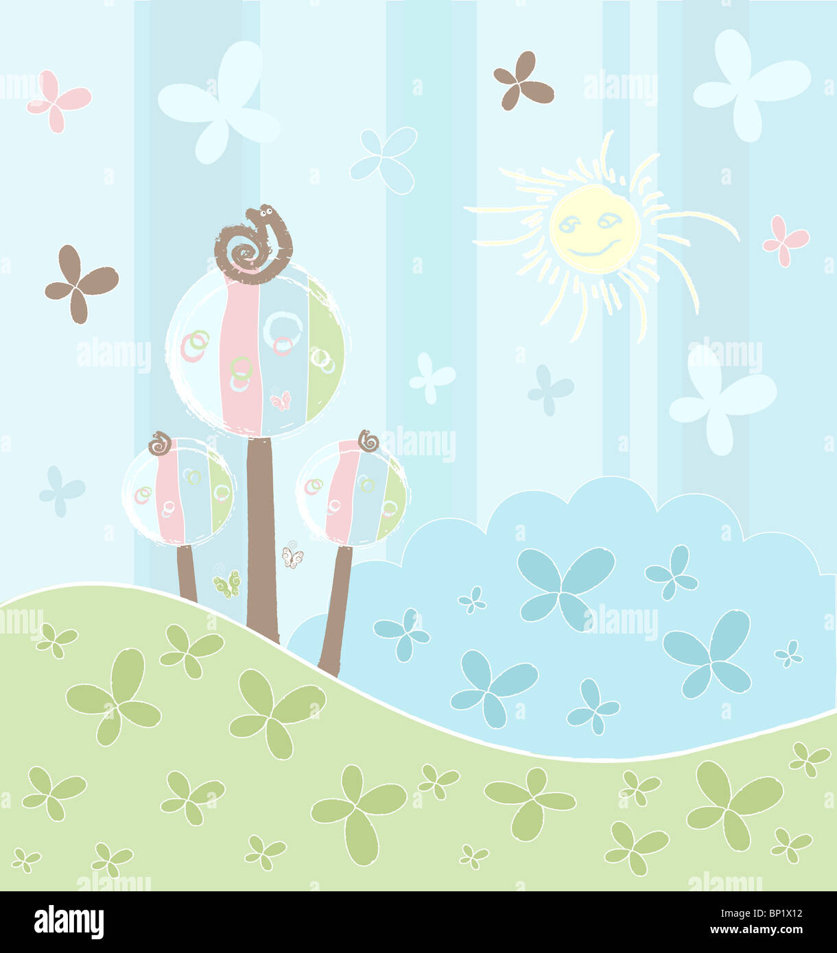Art decorative background with nature design and flowers Stock Photo ...