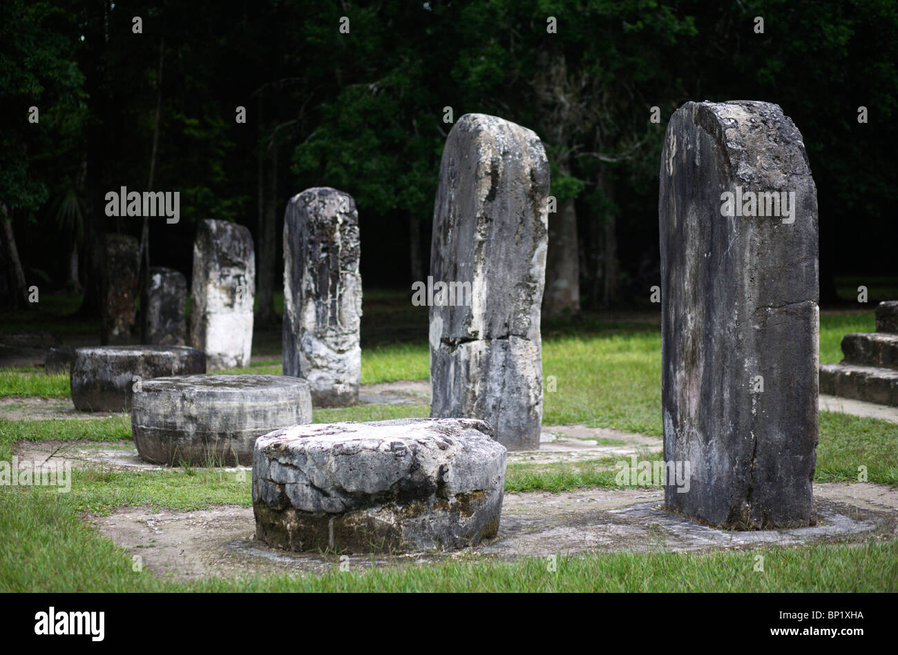 Mayan stone altars at Tikal in Guatemala Stock Photo - Alamy