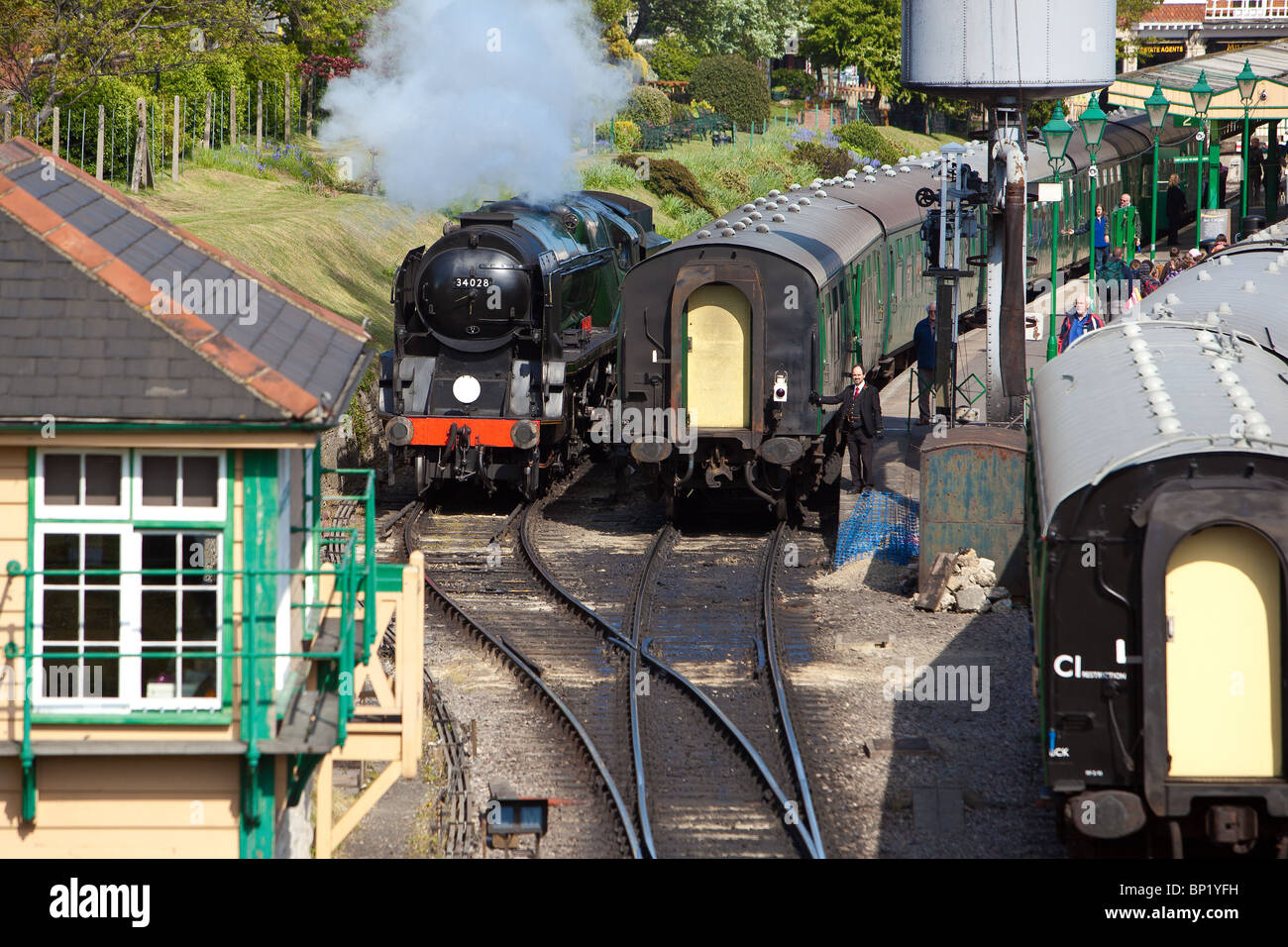 "Eddystone" steam locomotive working on the Swanage Railway.England ...