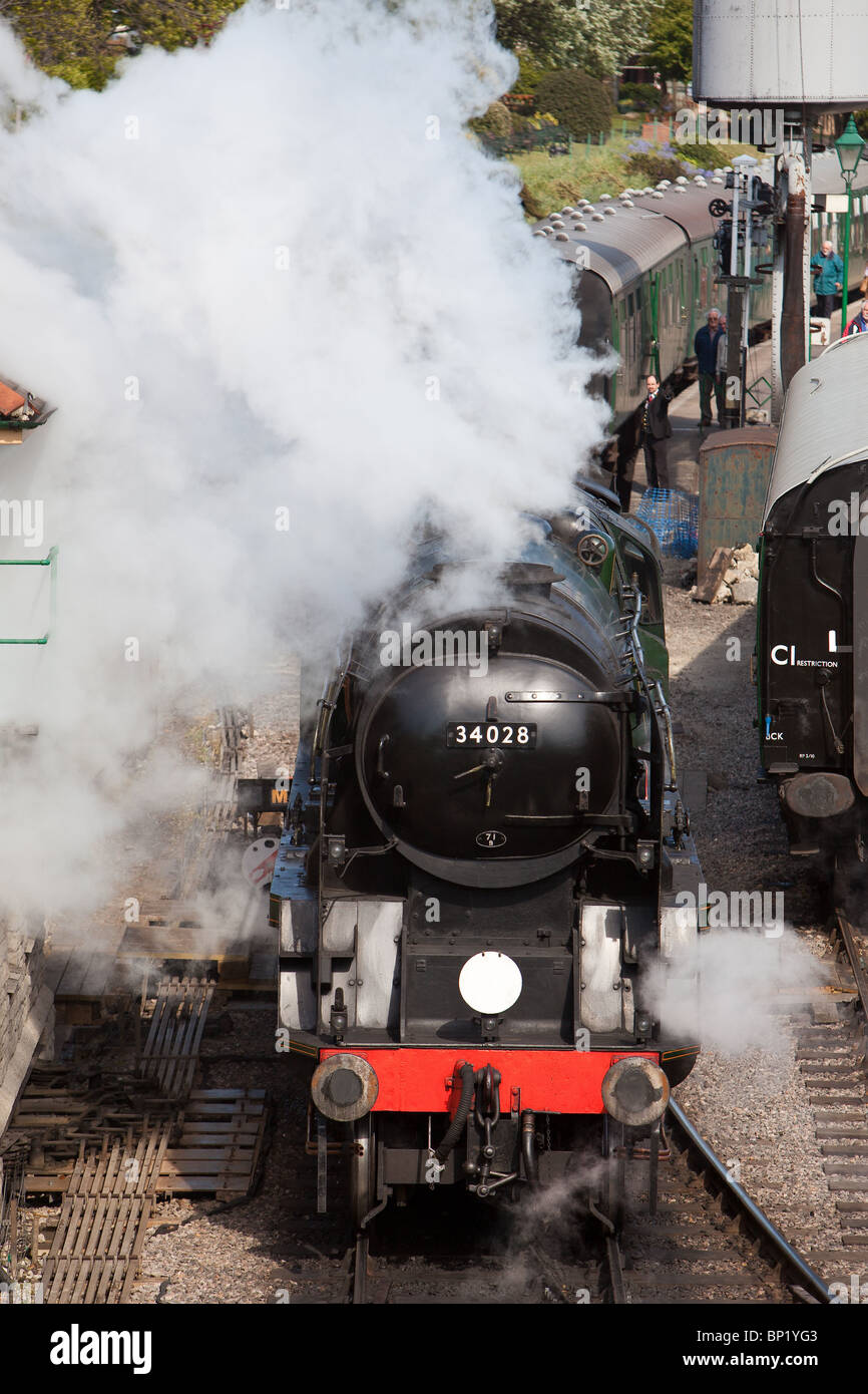 "Eddystone" steam locomotive working on the Swanage Railway.England ...