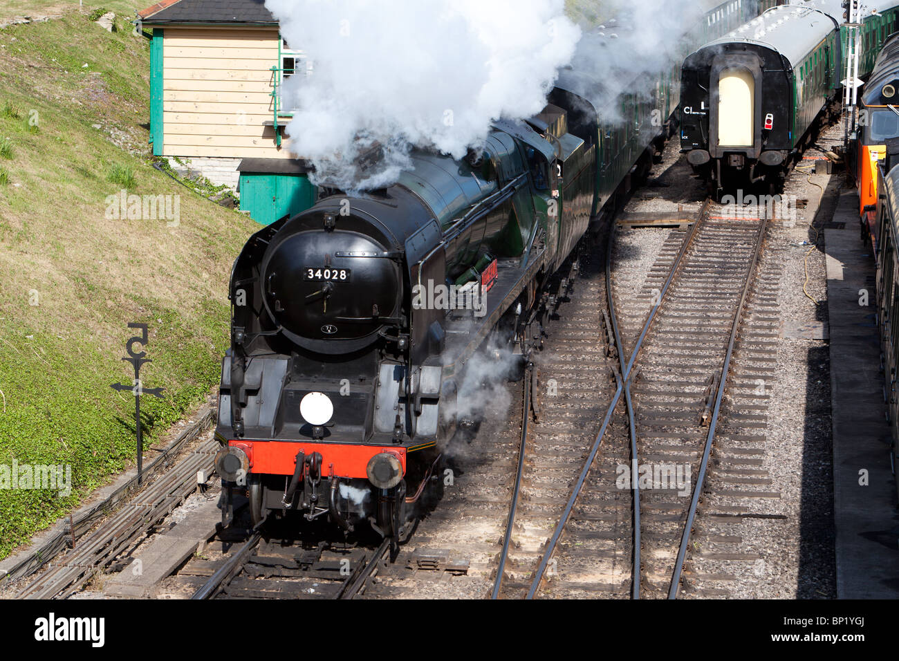 "Eddystone" steam locomotive working on the Swanage Railway.England ...
