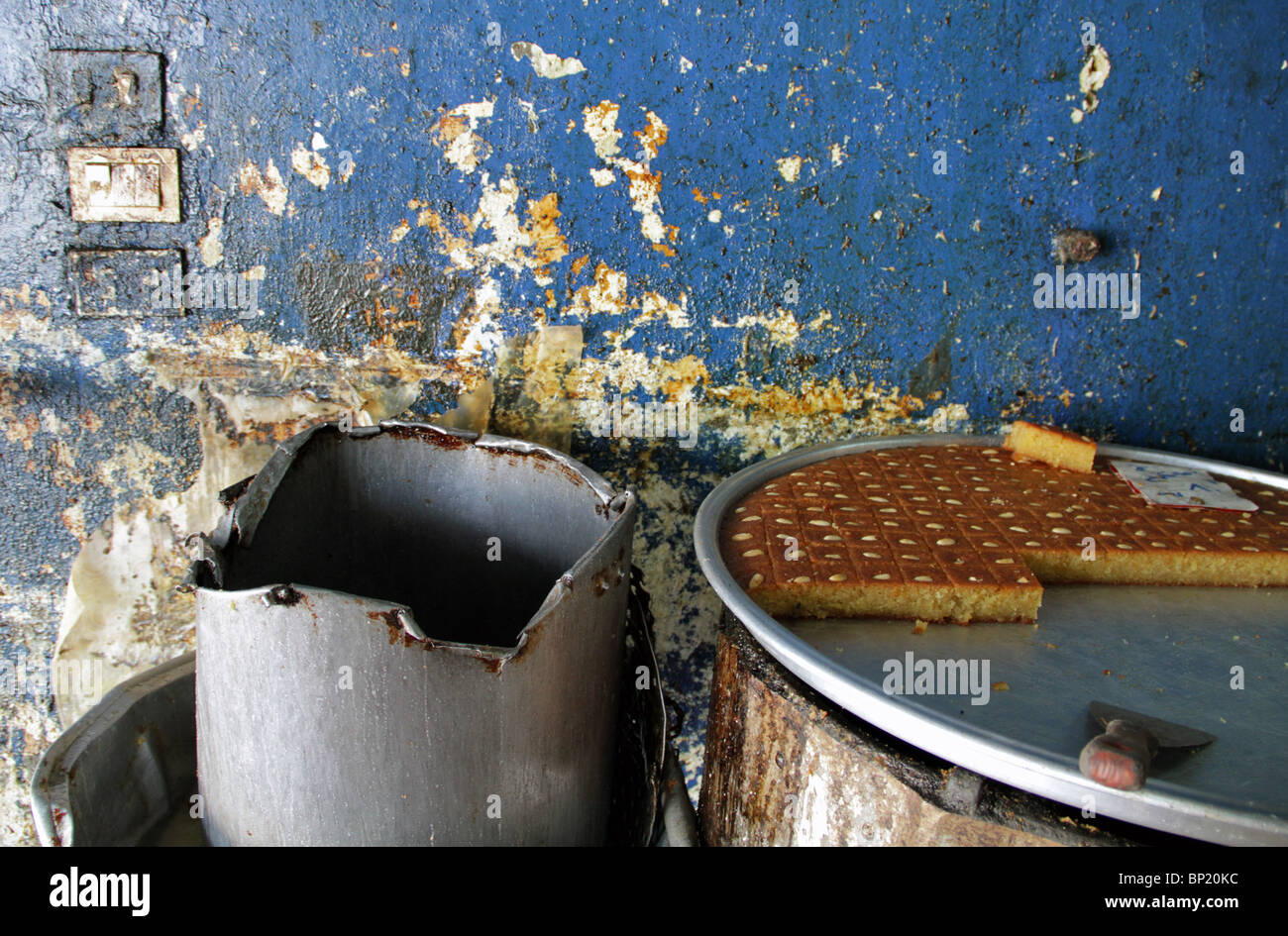 traditional Syrian cake being sold in Latakia in a typical bakers Stock ...