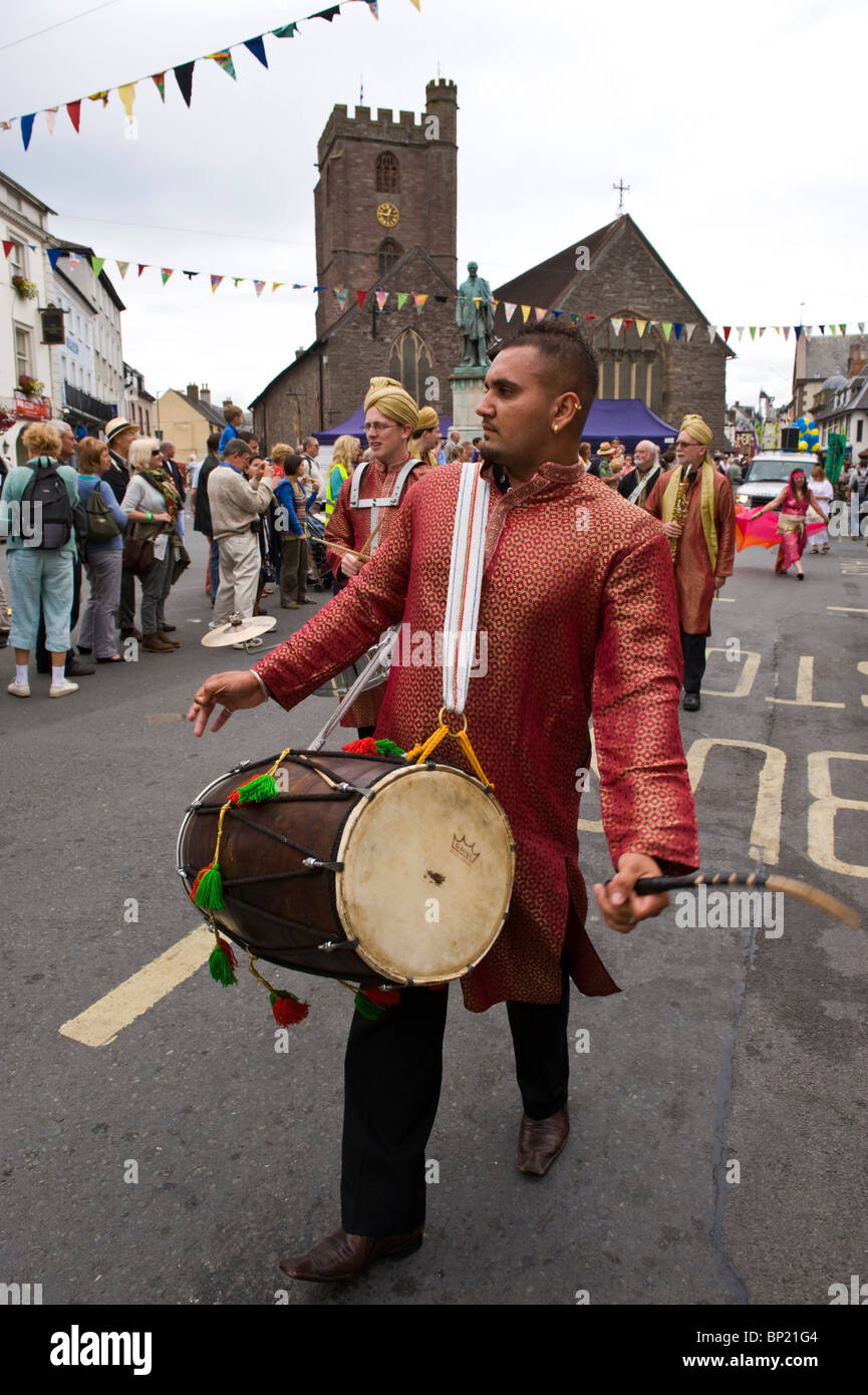 Bombay Baja Indian band parade through streets of Brecon town during ...
