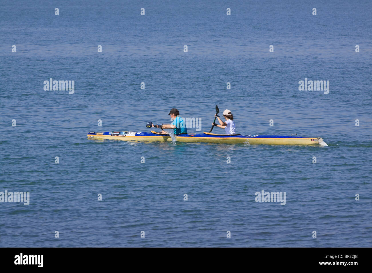 Couple rowing a canoe on Midmar dam, KwaZulu Natal, South Africa Stock ...
