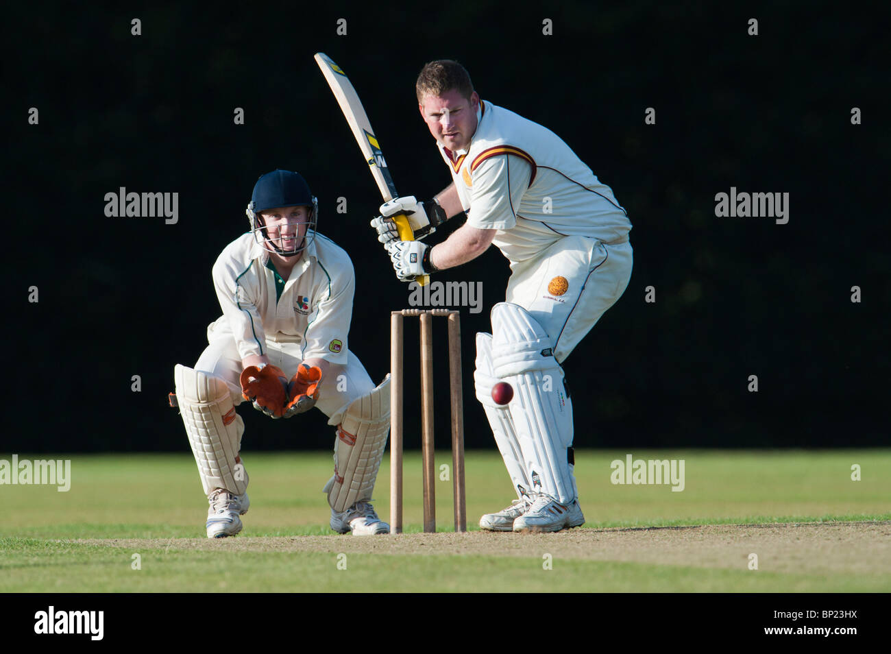 Cricket batsman in action Stock Photo - Alamy