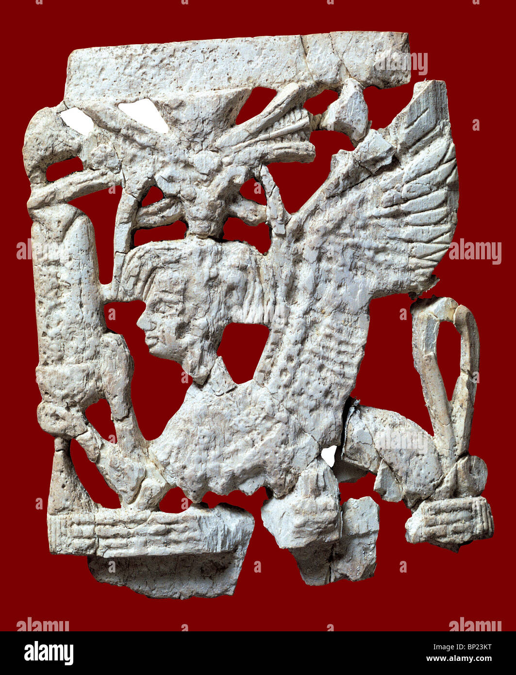 MEGIDDO, IVORY PANEL FOUND IN THE PALACE, DEPICTING A WINGED CREATURE ...