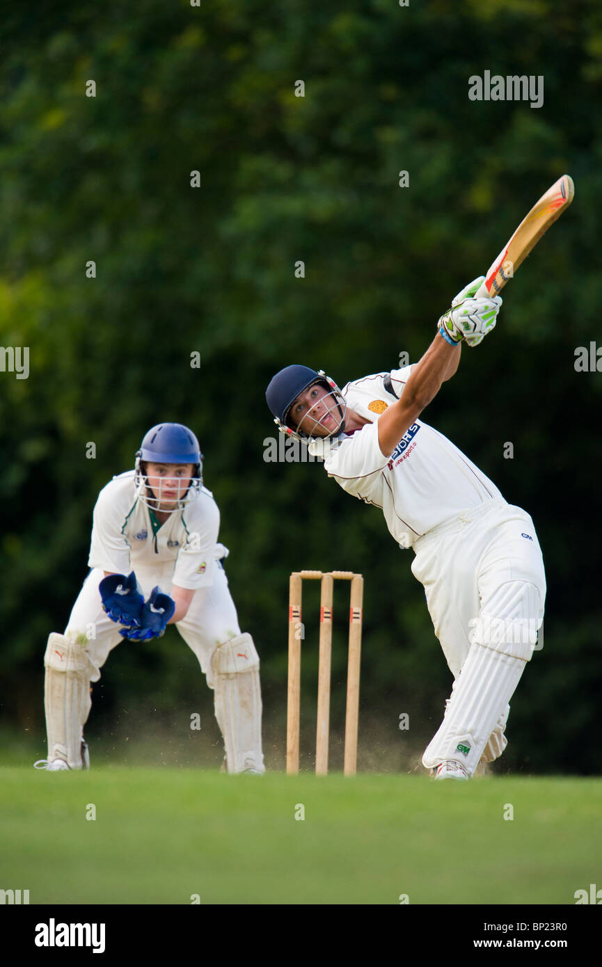 Cricket batsman in action Stock Photo - Alamy