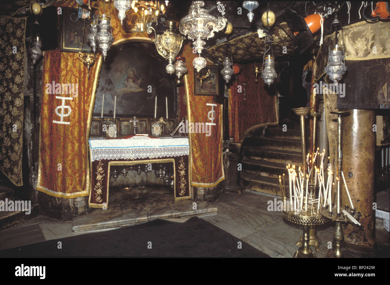 370. BETHLEHEM - BASILICA OF THE NATIVITY, THE ALTAR IS BUILT ON THE ...