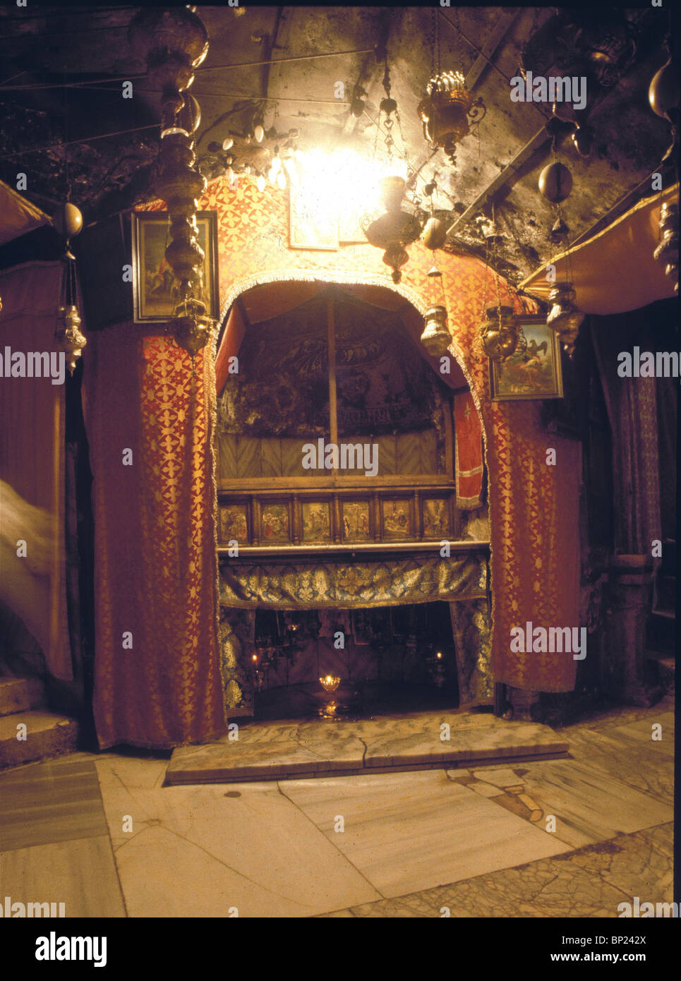 370. BETHLEHEM - BASILICA OF THE NATIVITY, THE ALTAR IS BUILT ON THE ...