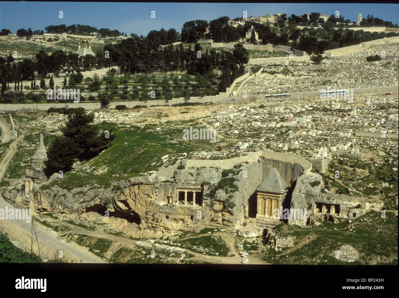 KIDRON VALLET EAST OF THE TEMPLE MOUNT IN THE FRONT OF THE PICTURE ARE ...