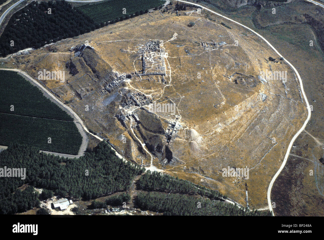 LACHISH - TOWN IN THE FLATLAND OF JUDEA AERIAL VIEW OF THE TEL. LACHISH ...