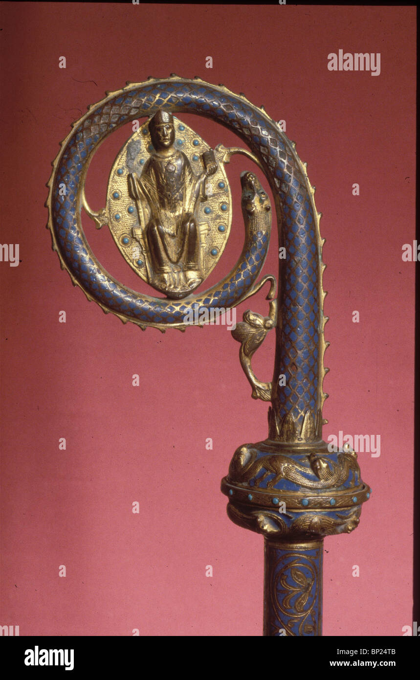 646. BETHLECHEM, ENAMELLED AND GOLD PLATED BISHOP'S STAFF, DATING FROM ...