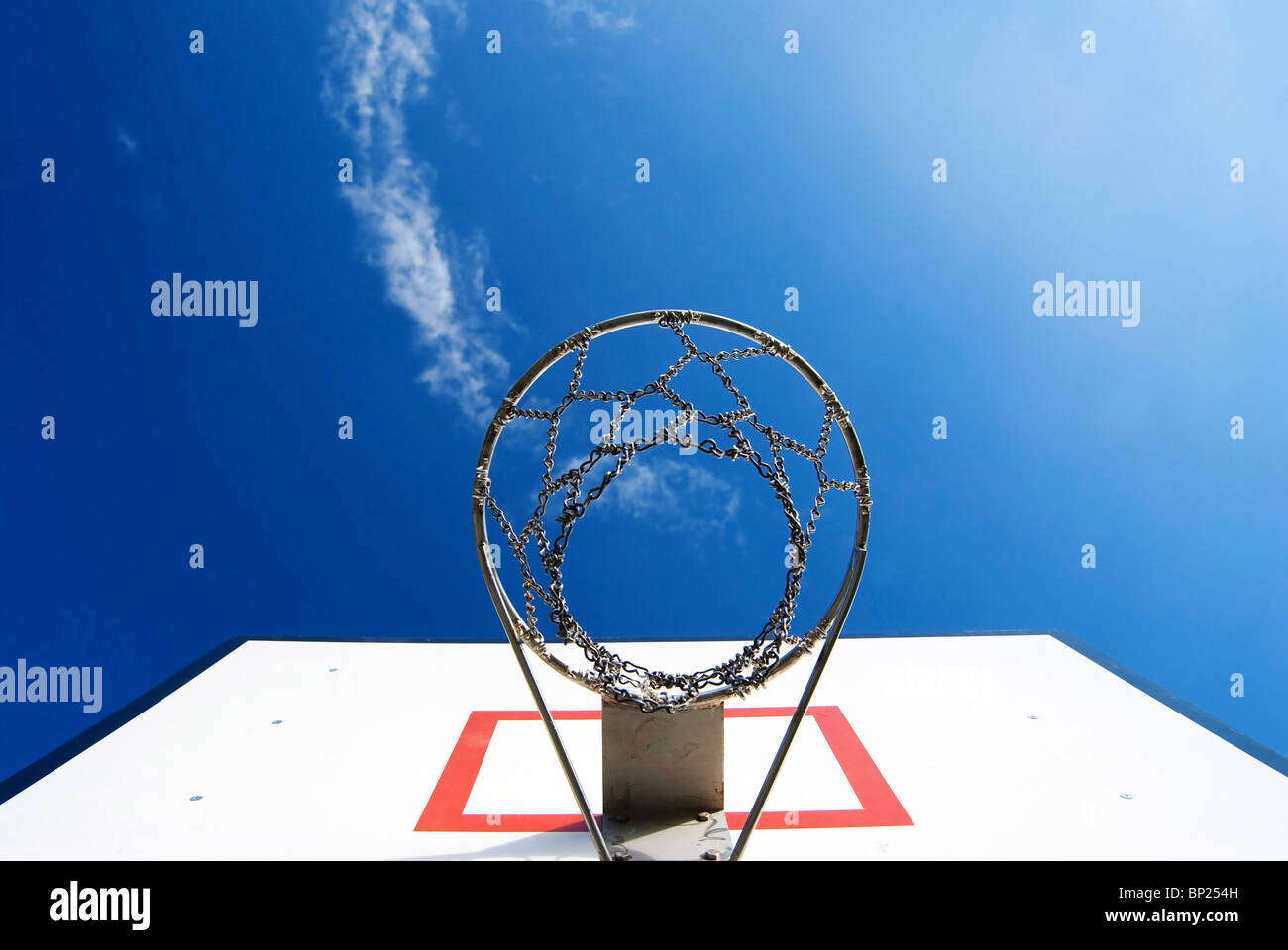 Concept of the goal, Basketball stand under blue sky Stock Photo - Alamy