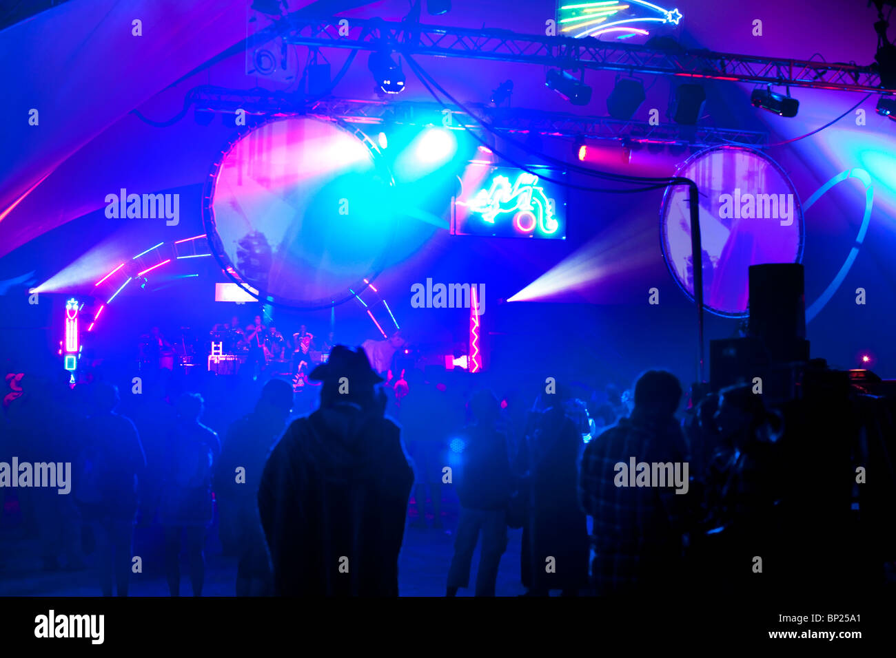 inside a rave tent at Glastonbury Festival Stock Photo - Alamy