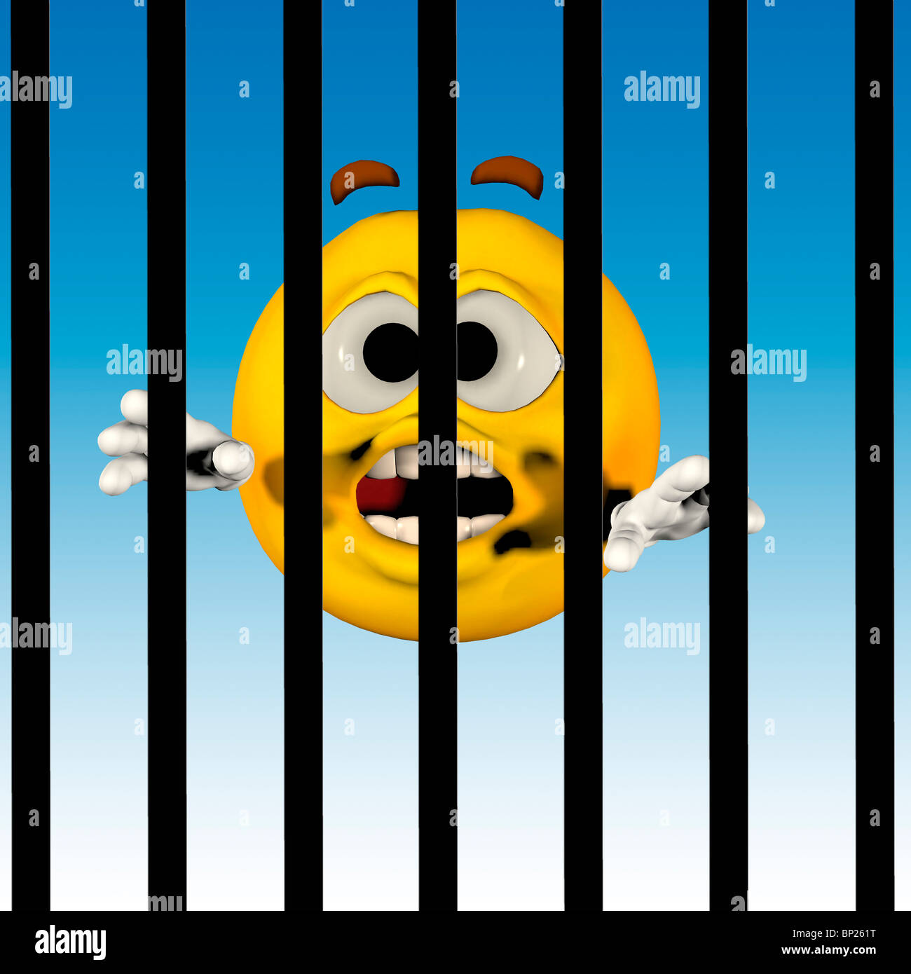 Emoticon trapped behind bars Stock Photo - Alamy