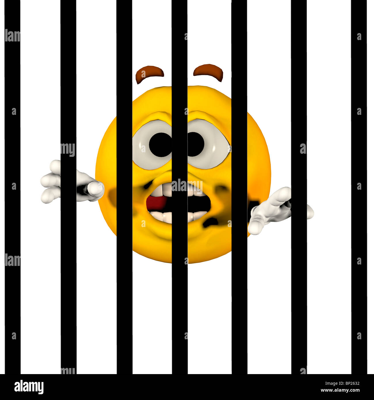 Emoticon trapped behind bars Stock Photo - Alamy