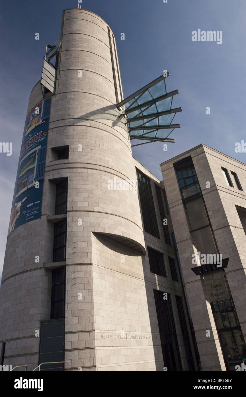 Modern building of Pointe-a-Calliere Museum of archaeology and history ...