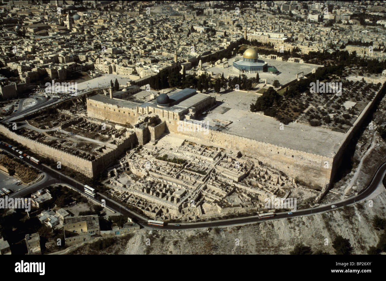 1323. JERUSALEM, TEMPLE MOUNT, AERIAL VIEW FROM SOUTH/EAST Stock Photo ...