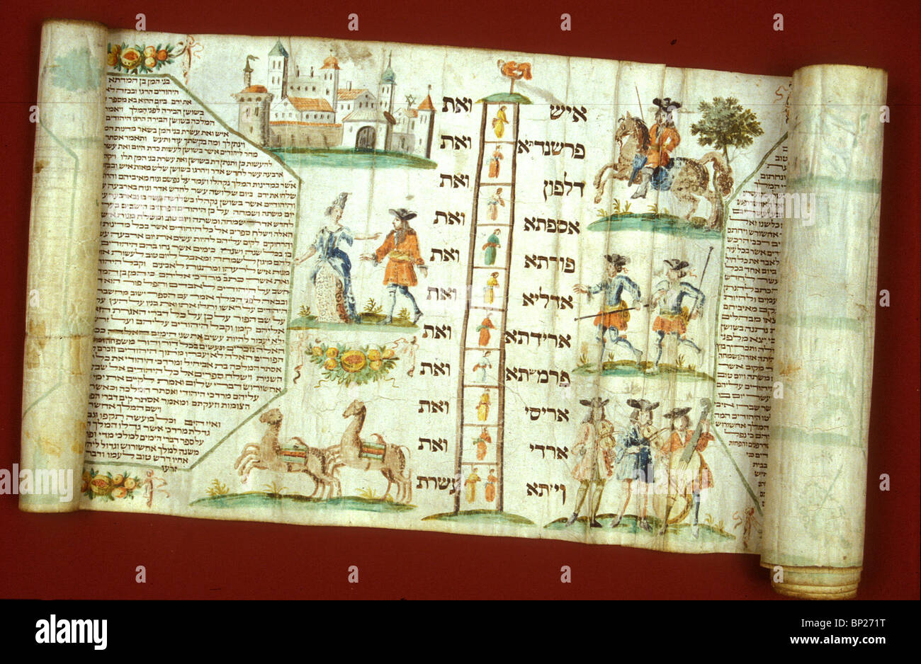 1381. ILLUMINATED ESTHER SCROLL, (IT IS READ DURING THE FEAST OF PURIM ...