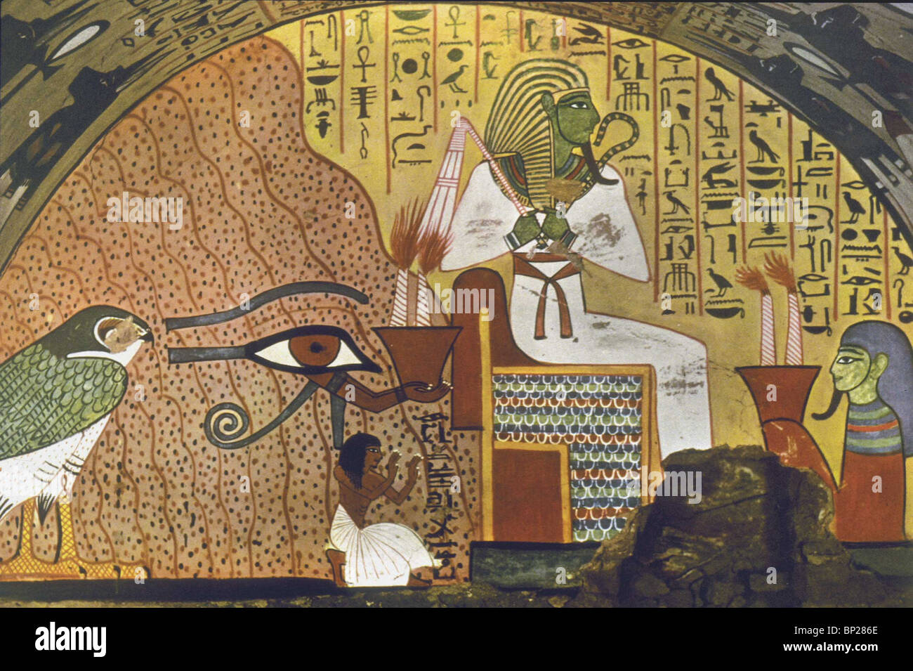 1889. THE DEAD MAN KNEELS BESIDE OSIRIS BEFORE WHOM SQUATS A GENIE WITH ...