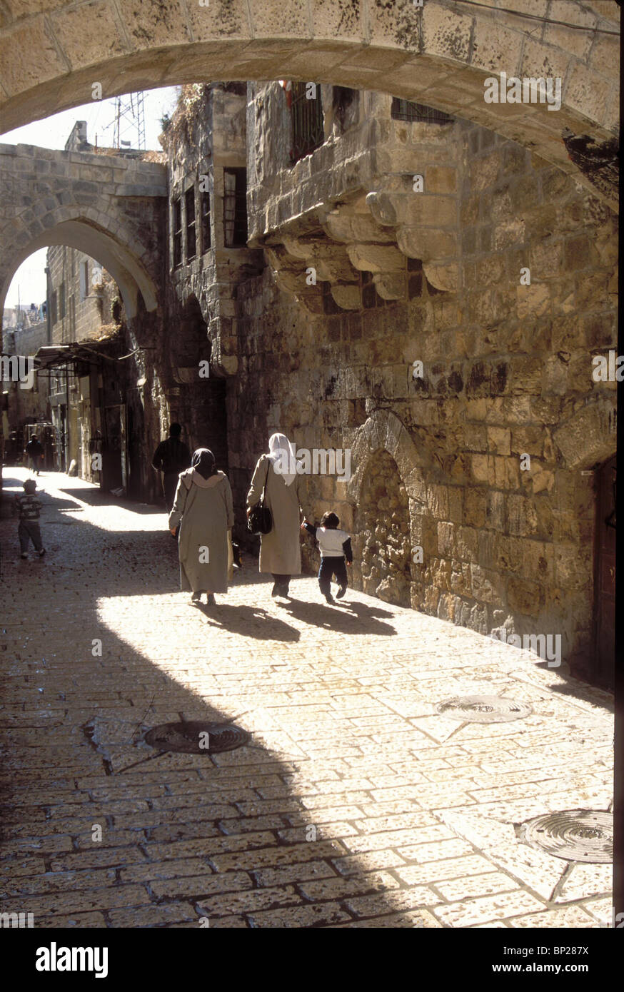 1924. A STREET IN THE OLD CITY OF JERUSALEM WITH TYPICAL OTTOMAN ...