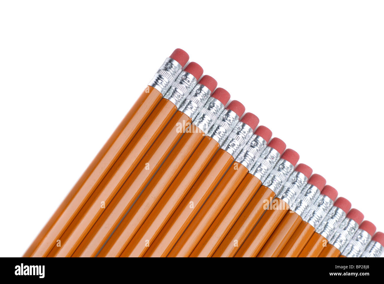 Pencils Laid Side By Side In A Geometric Design, Isolated On A White ...