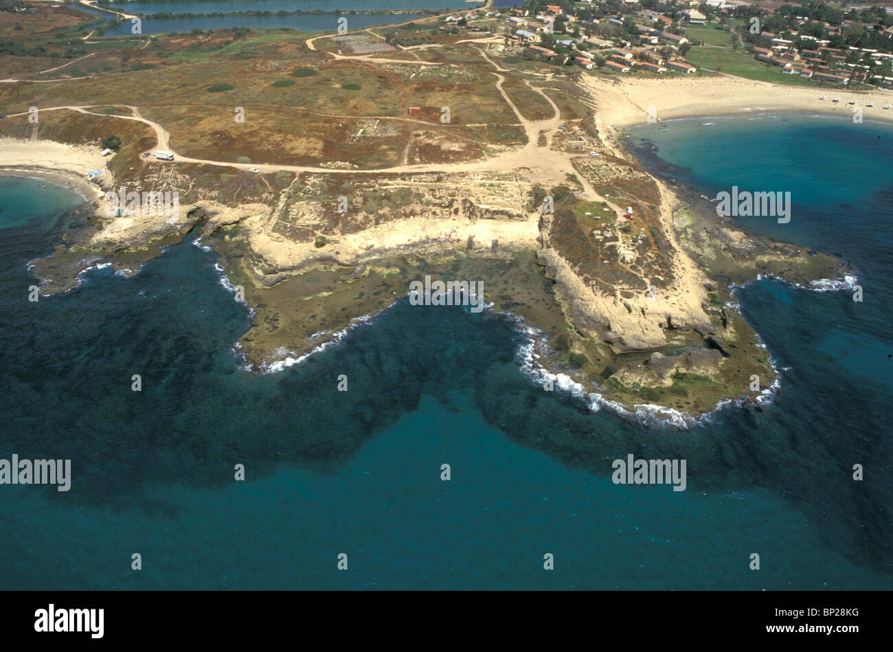 AERIAL VIEW OF DOR. THE PORT CITY OF DOR SERVED AS A GATE TO ISRAEL ...