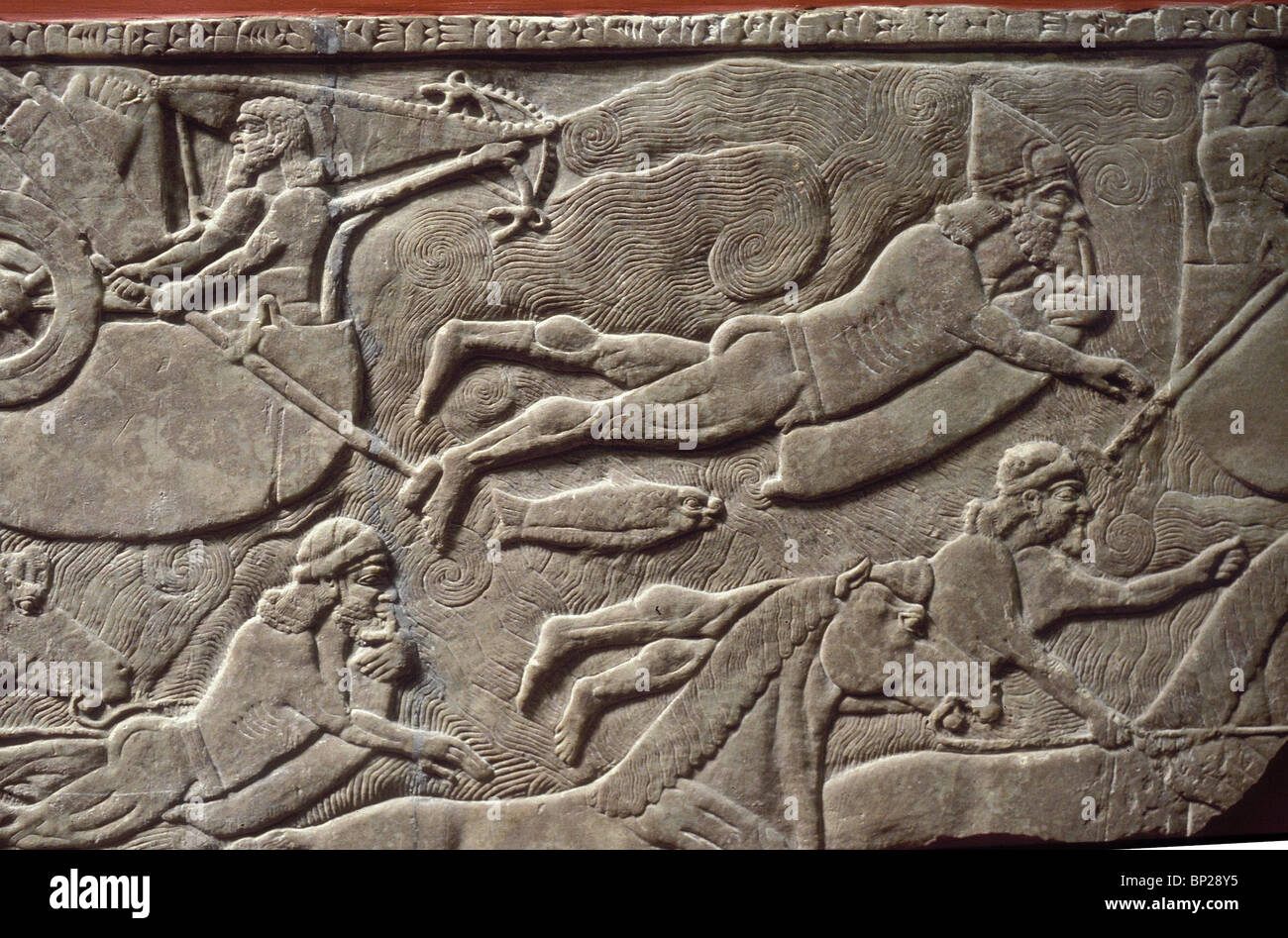 2408. ASSYRIAN SOLDIERS SWIM OVER A RIVER ON BLOWN-UP GOAT SKINS RELIEF ...
