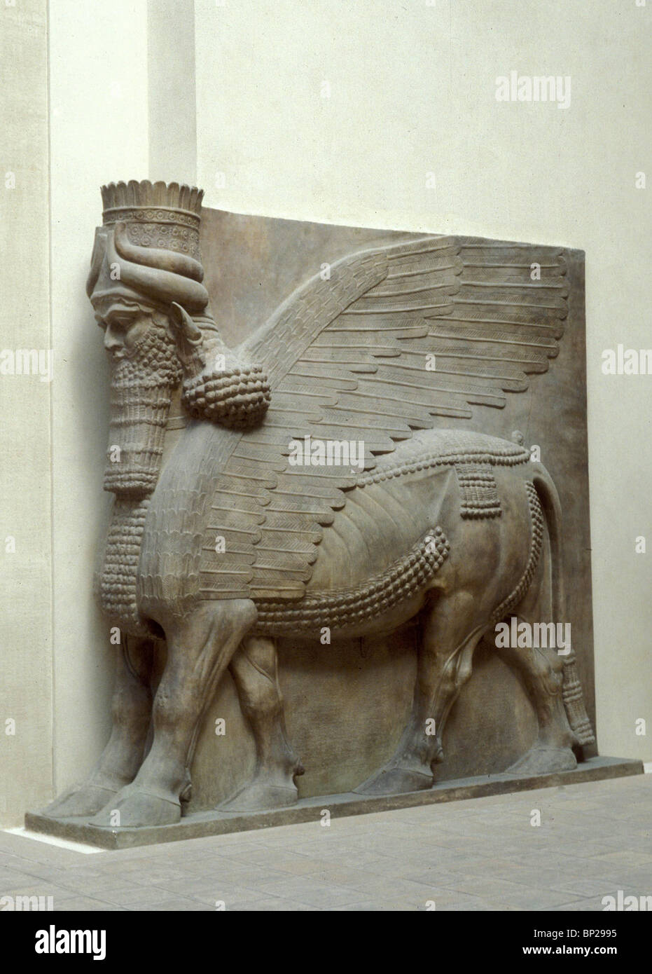 2803. WINGED BULL FROM THE FASADE OF THE PALACE OF KING SARAGON II IN ...
