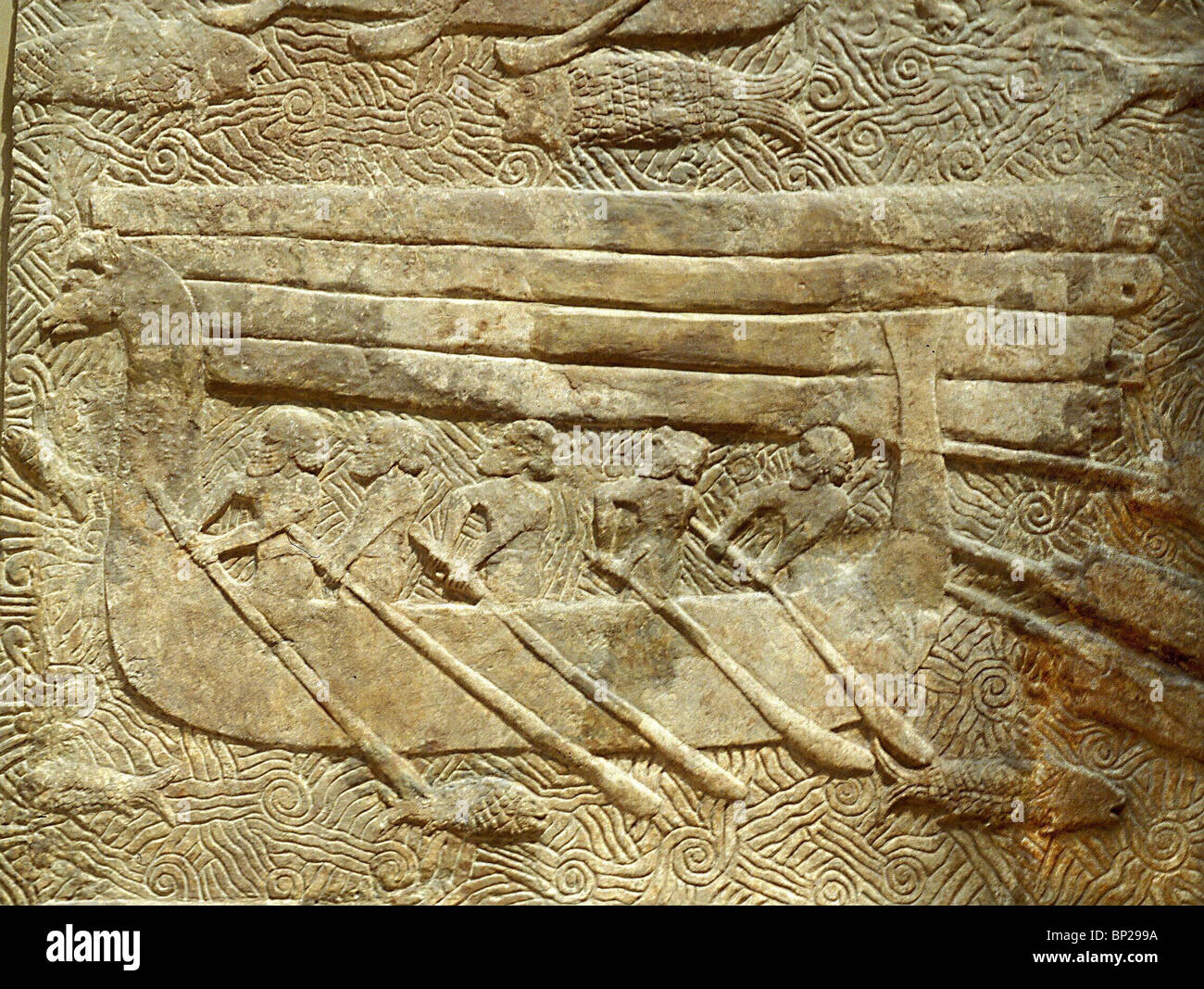 BOATS WITH HORSE-HEAD SHAPED PROW TRANSPORTING LOGS. RELIEF FROM THE ...
