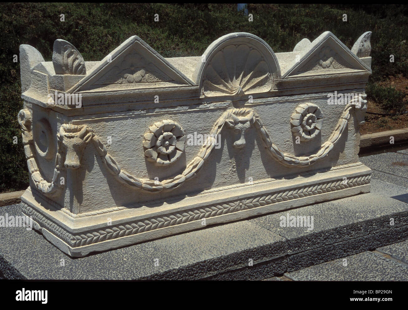 3036. DECORATED ROMAN STONE CARVED SARCOPHAGUS FROM SAMARIA Stock Photo ...