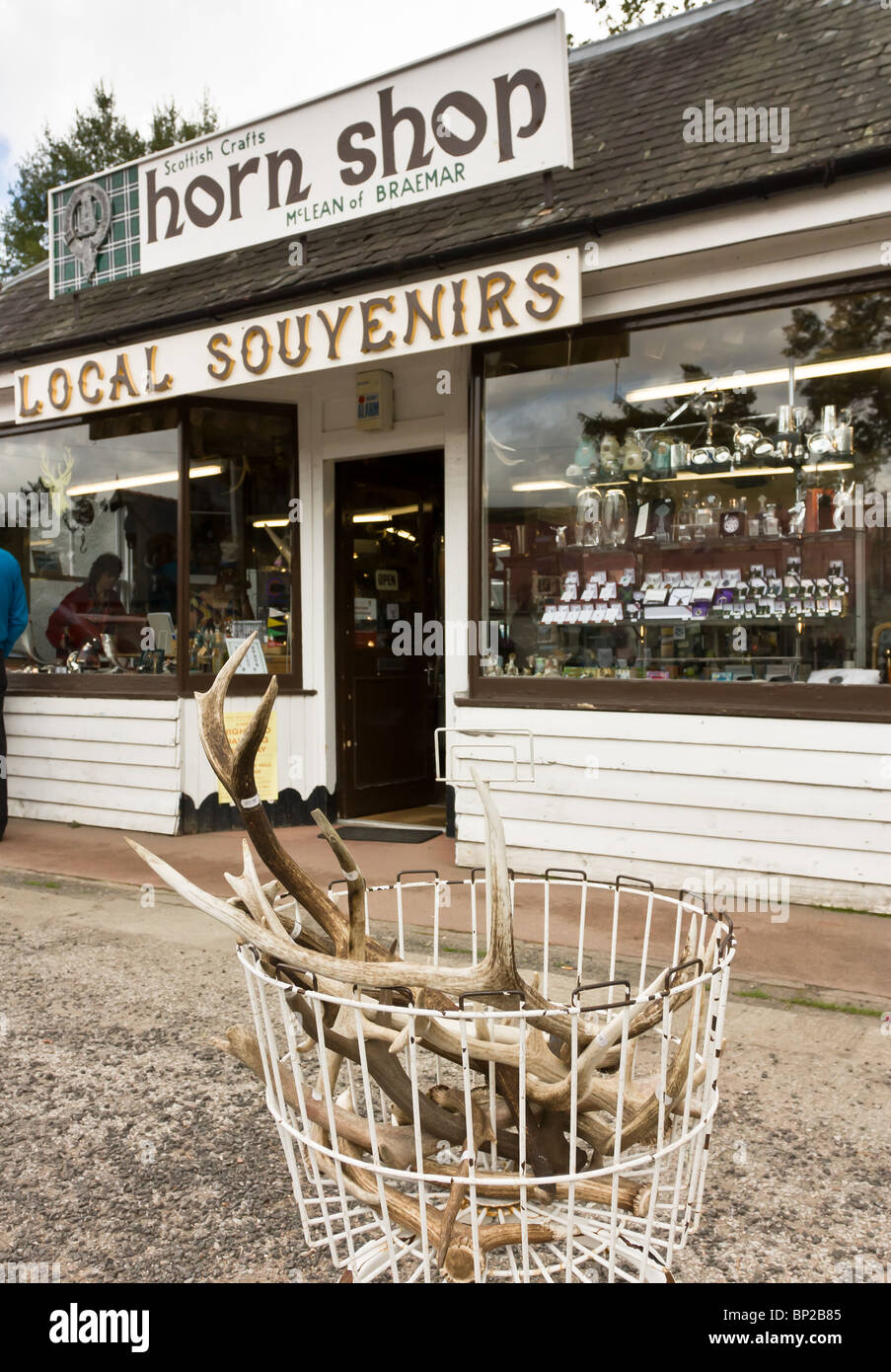 View of the Horn shop in the Scottish Highland town of Braemar near ...