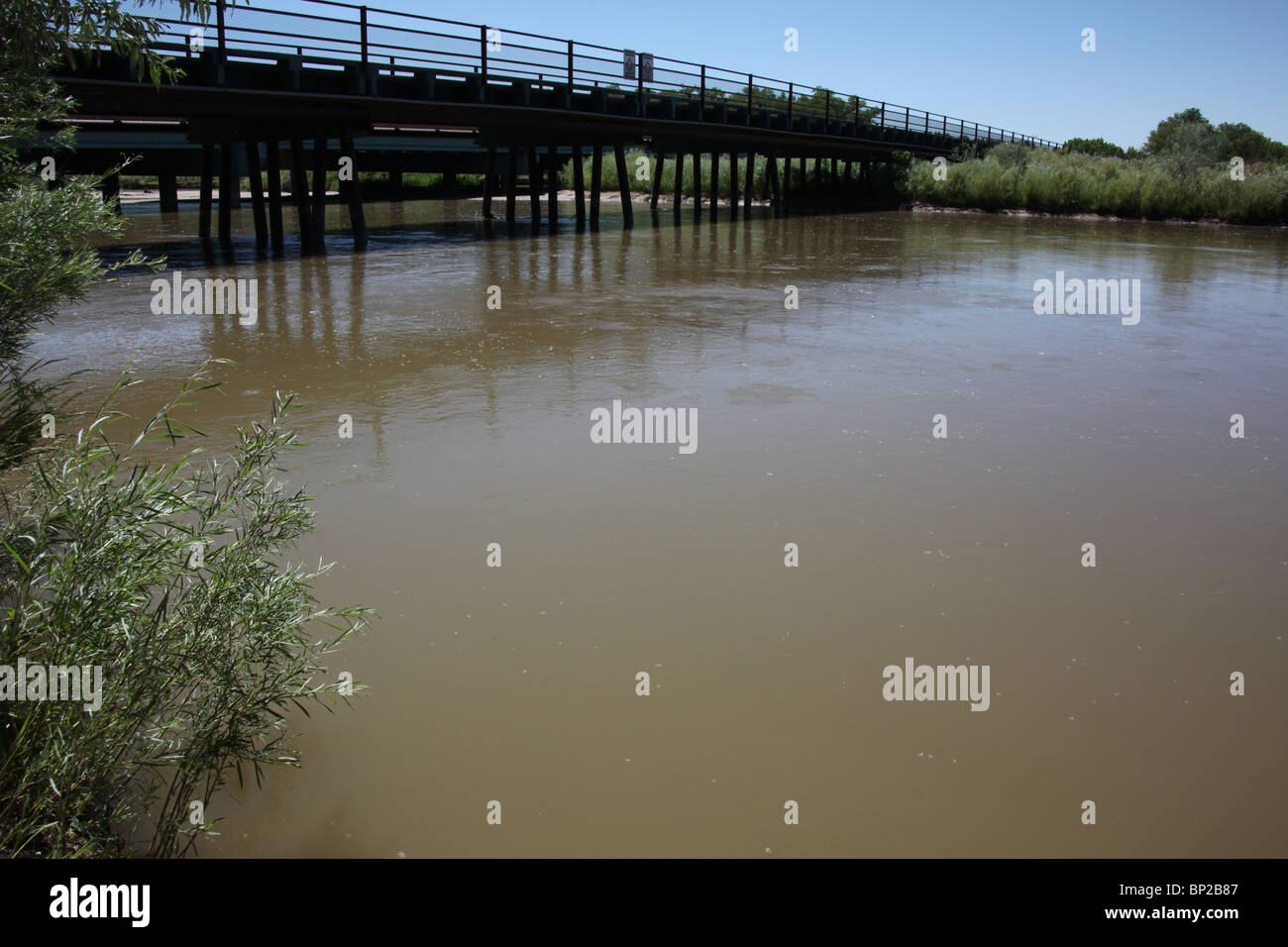 Alameda Bridge footbridge over the Rio Grande River at Corrales, New ...