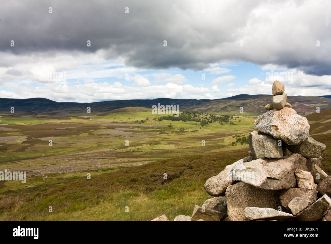 Small cairn next to the A939 amidst the Cairngorm Mountains, Scotland ...