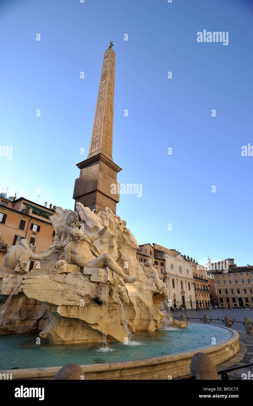 Fountain with obelisk at piazza navona hi-res stock photography and ...