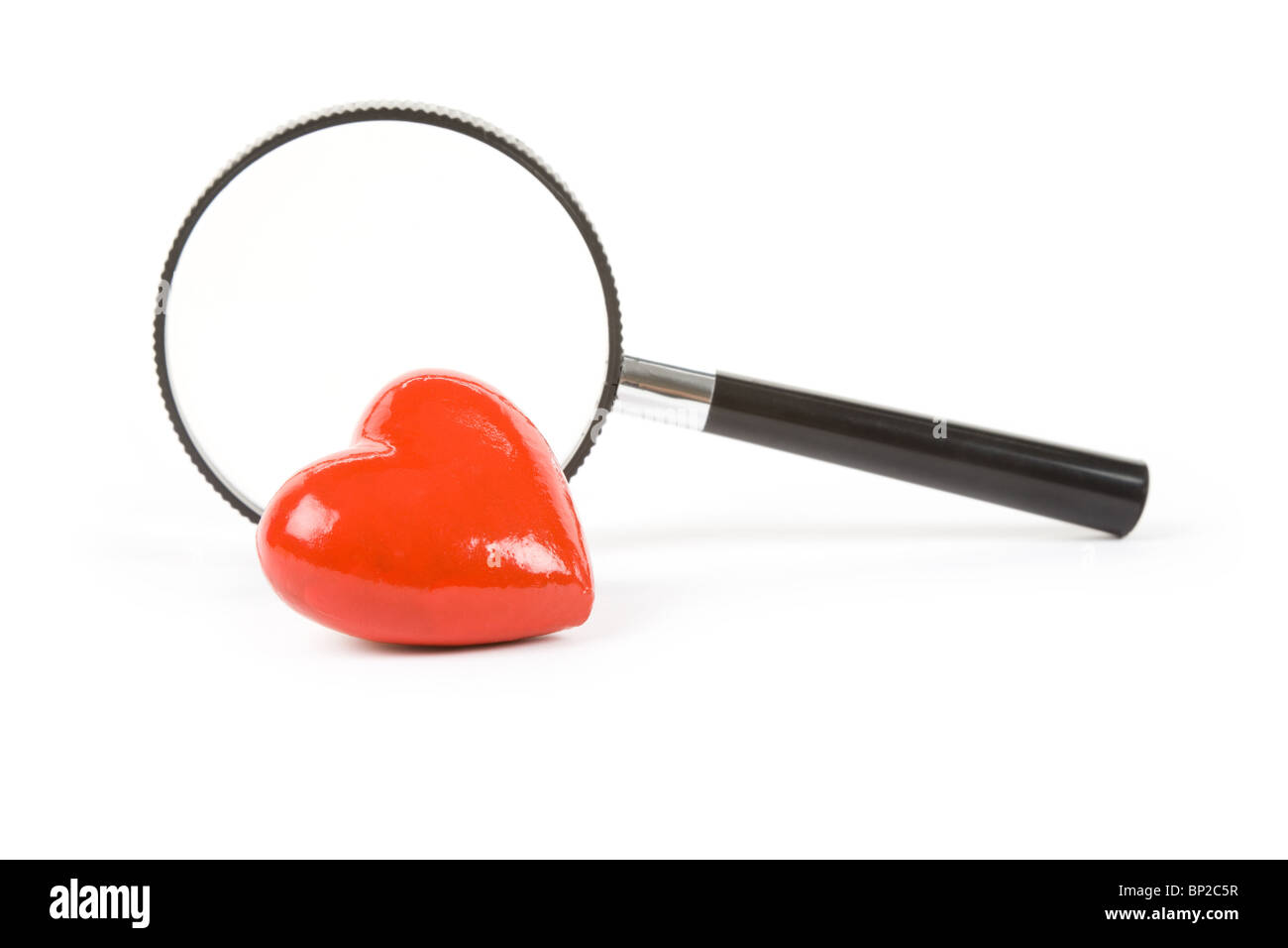 Red Heart and magnifier, concept of searching love, Healthy Life Stock ...