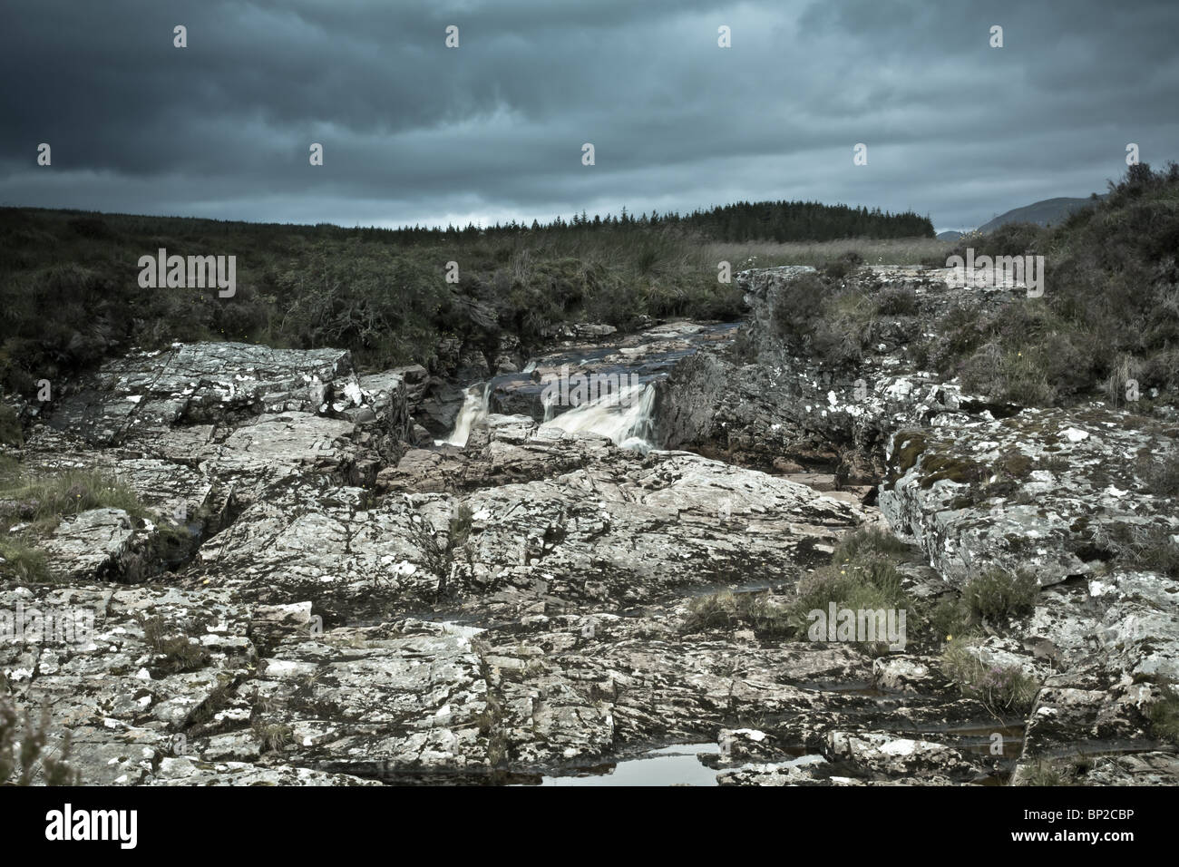 Moody landscape of Glen Oykel in the assynt region of Sutherland in the ...