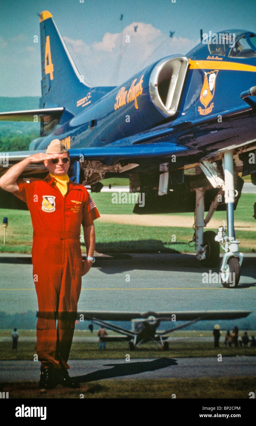 Crew chief salute Navy Blue angels flight team at air show Stock Photo ...