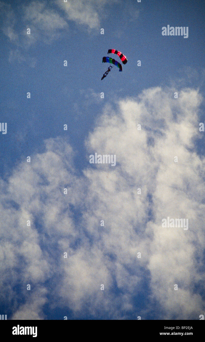 Parachute flying mid air aircraft transportation hi-res stock ...