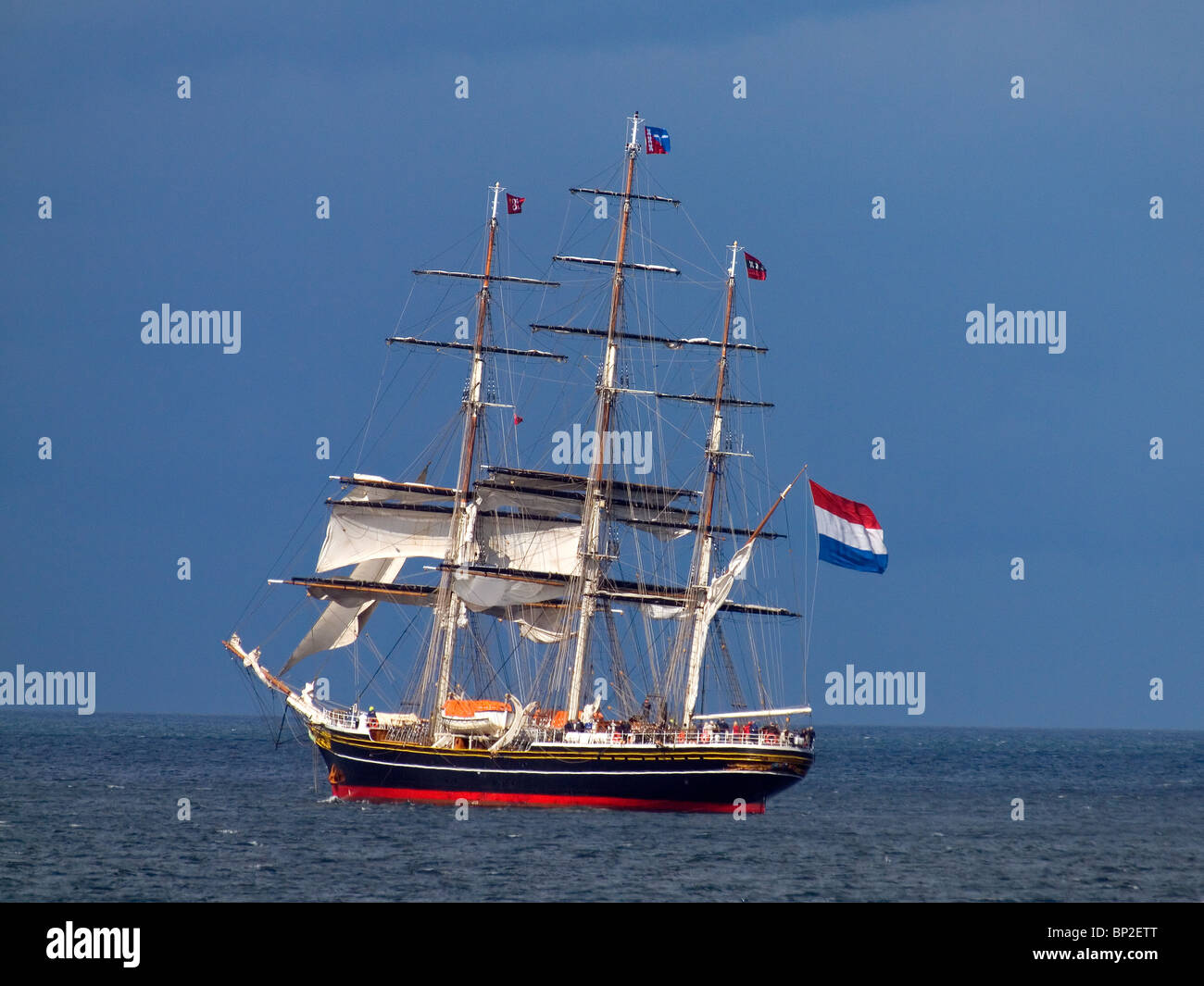Dutch sailing ship Stad Amsterdam off Teesmouth at the end of the Tall ...