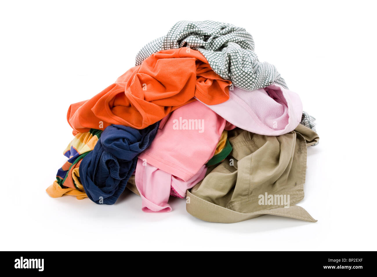 dirty clothing with white background Stock Photo - Alamy