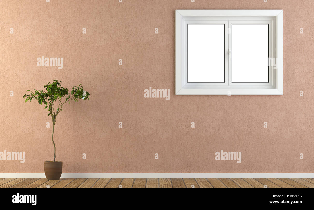 Interior pink wall with a window Stock Photo - Alamy
