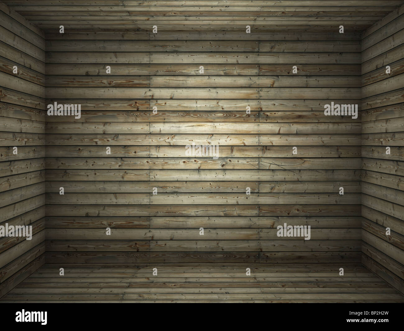 interior scene of a wooden room made of boards for use as background ...
