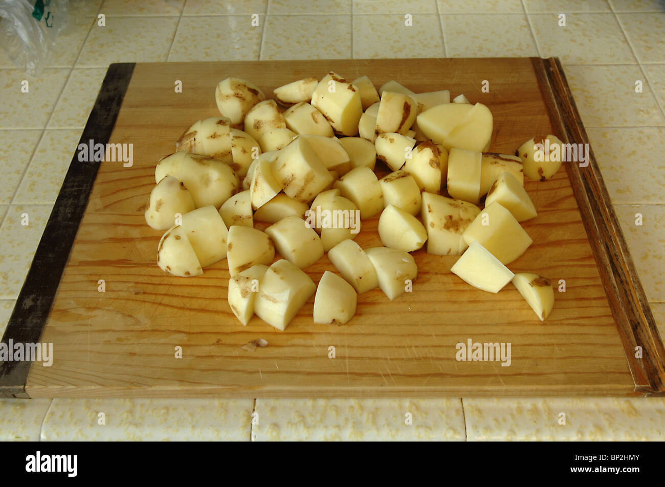 Food preparation: From raw potatoes to mashed potatoes. (part of a ...