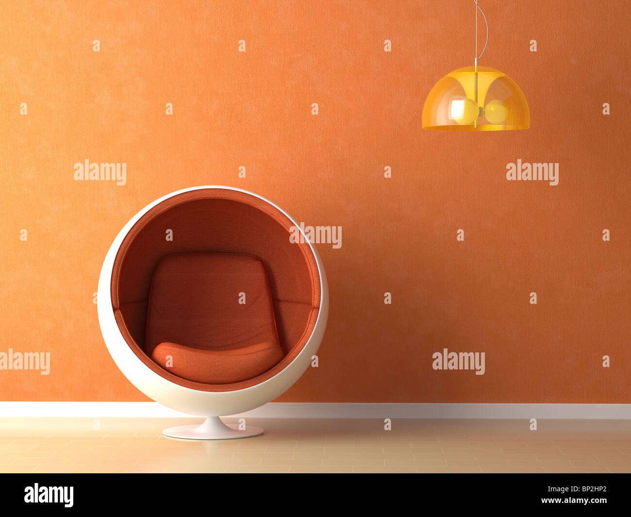 Interior design with minimal elements in orange color Stock Photo - Alamy