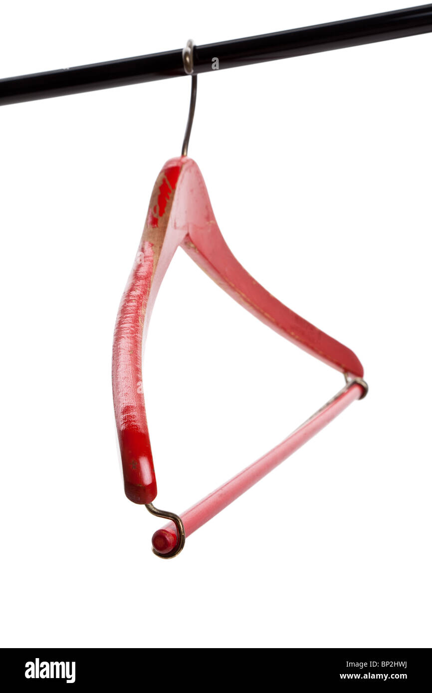 Red Wood Hanger with white background Stock Photo - Alamy