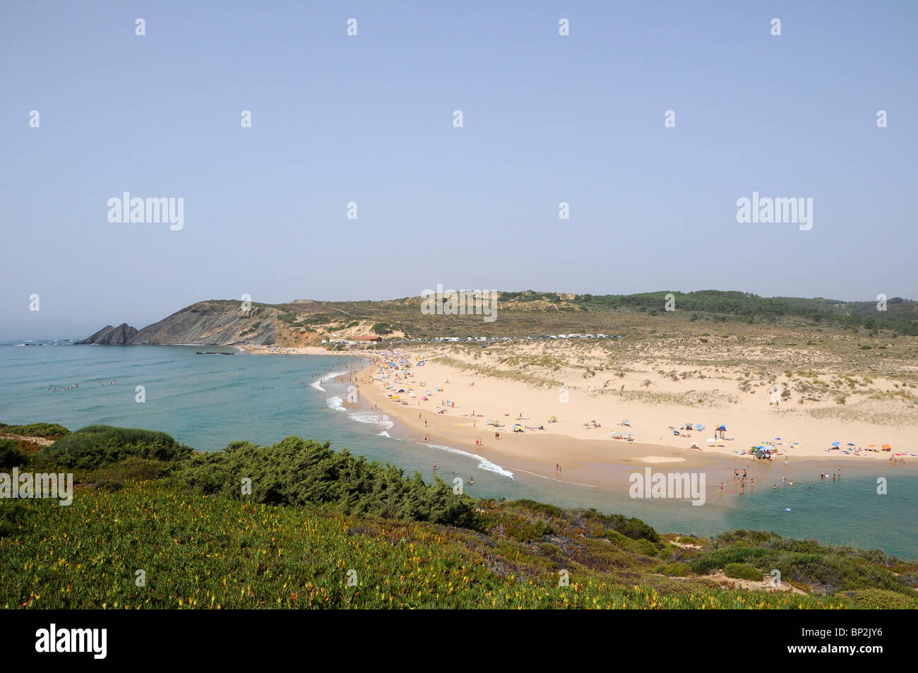 Beach of Monte Clerigo on the "costa vicentina", the wildest and most ...