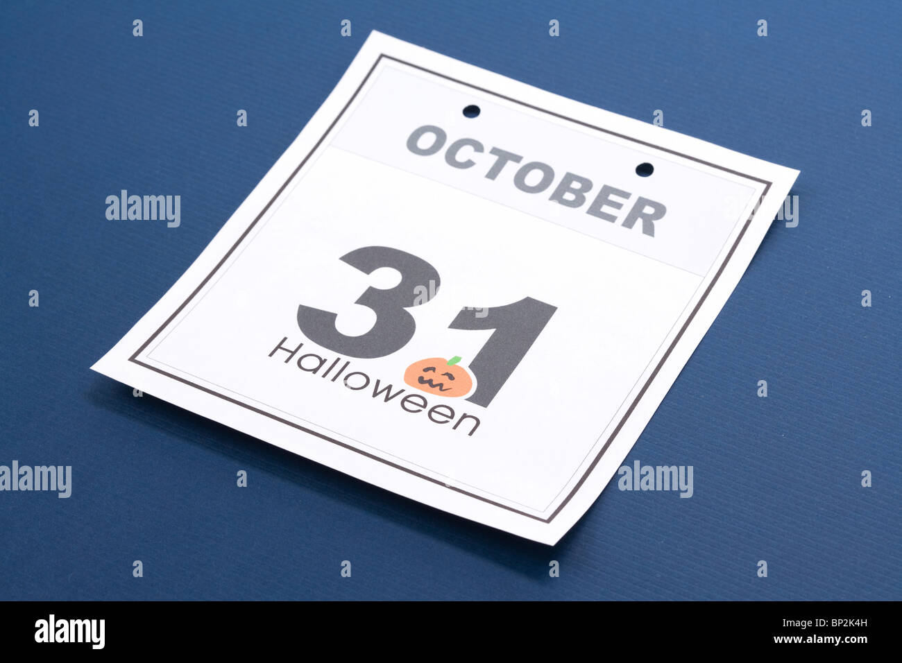 Halloween, calendar October 31 with blue background Stock Photo - Alamy